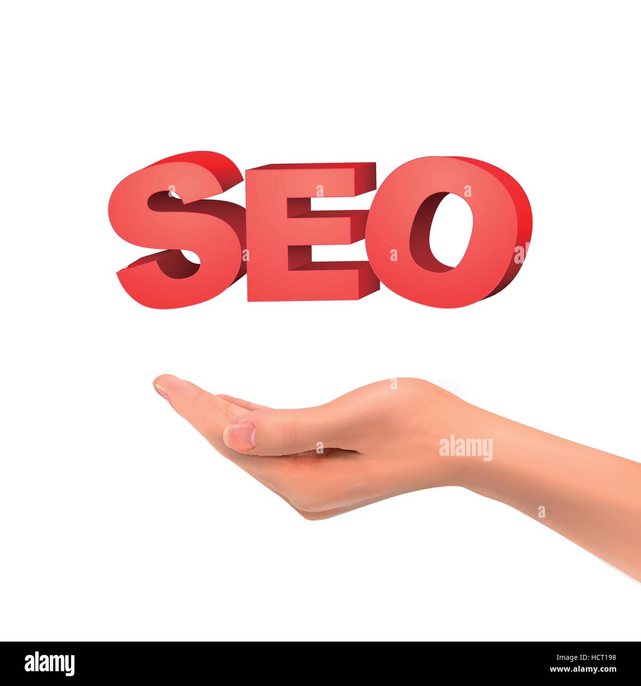3d hand holding SEO words over white background Stock Vector Image ...