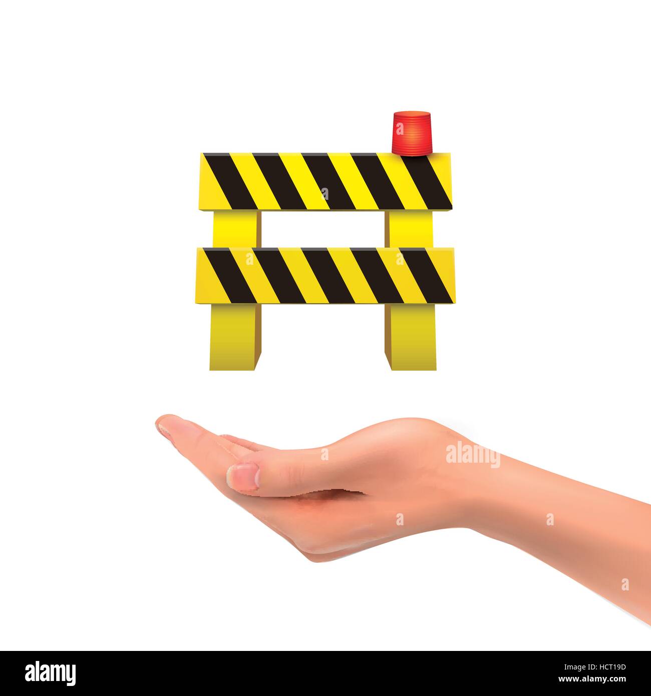 3d hand holding road barrier over white background Stock Vector Image ...
