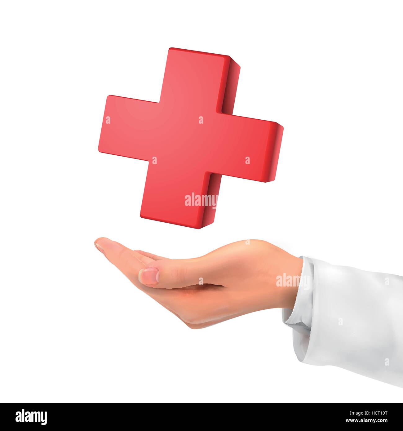 3d hand holding medical symbol over white background Stock Vector Image ...