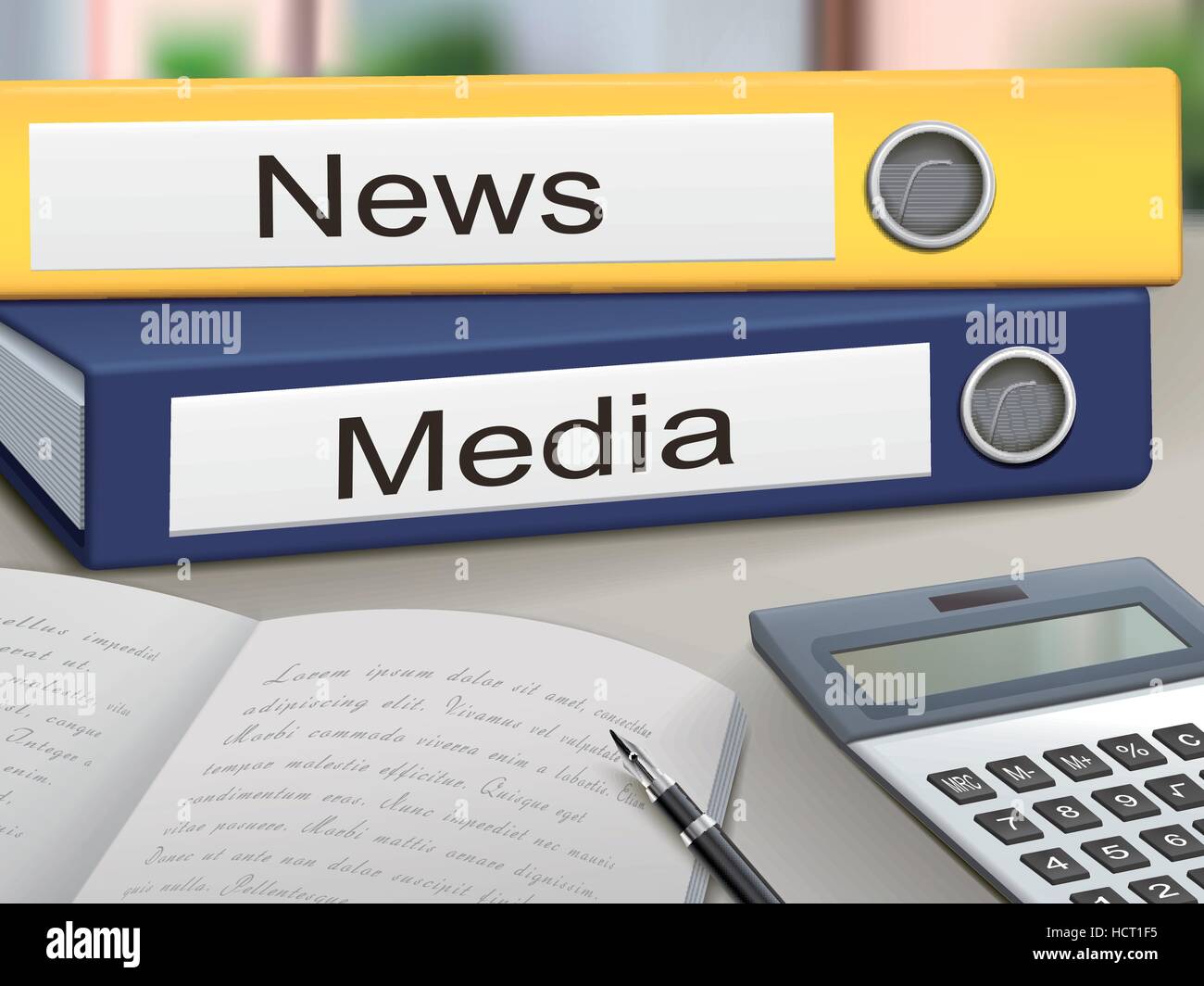 news and media binders isolated on the office table Stock Vector Image ...