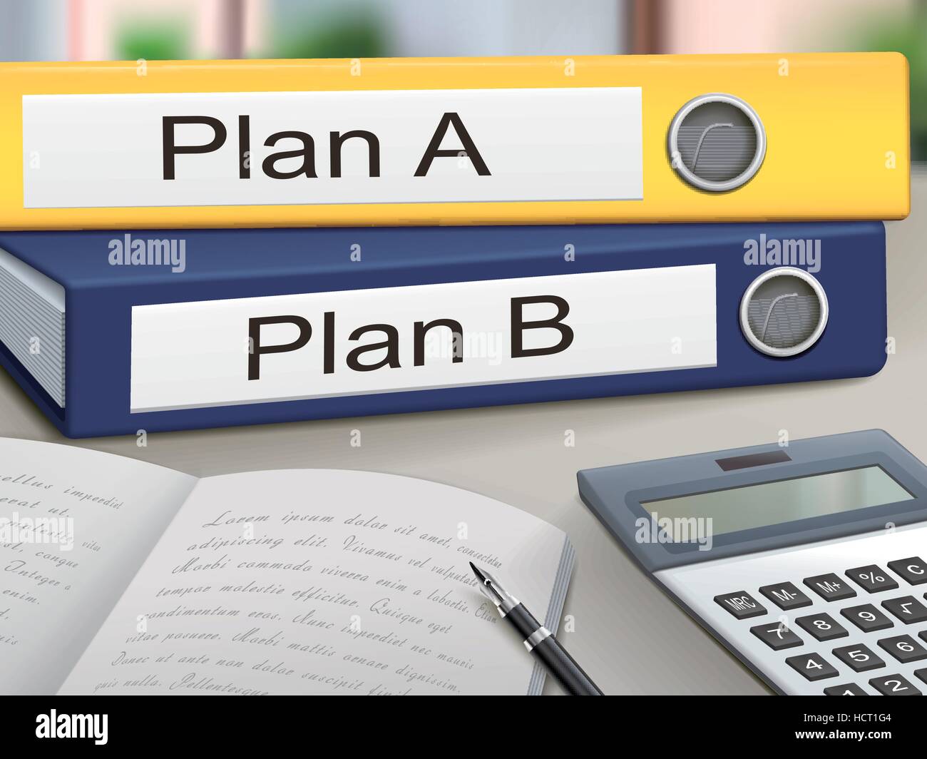 plan A and plan B binders isolated on the office table Stock Vector ...