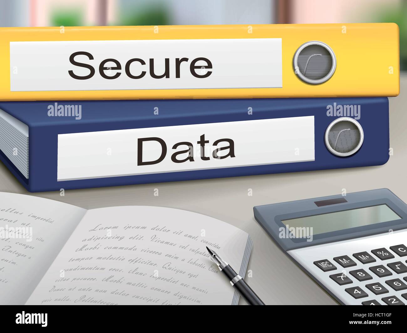 secure and data binders isolated on the office table Stock Vector Image ...