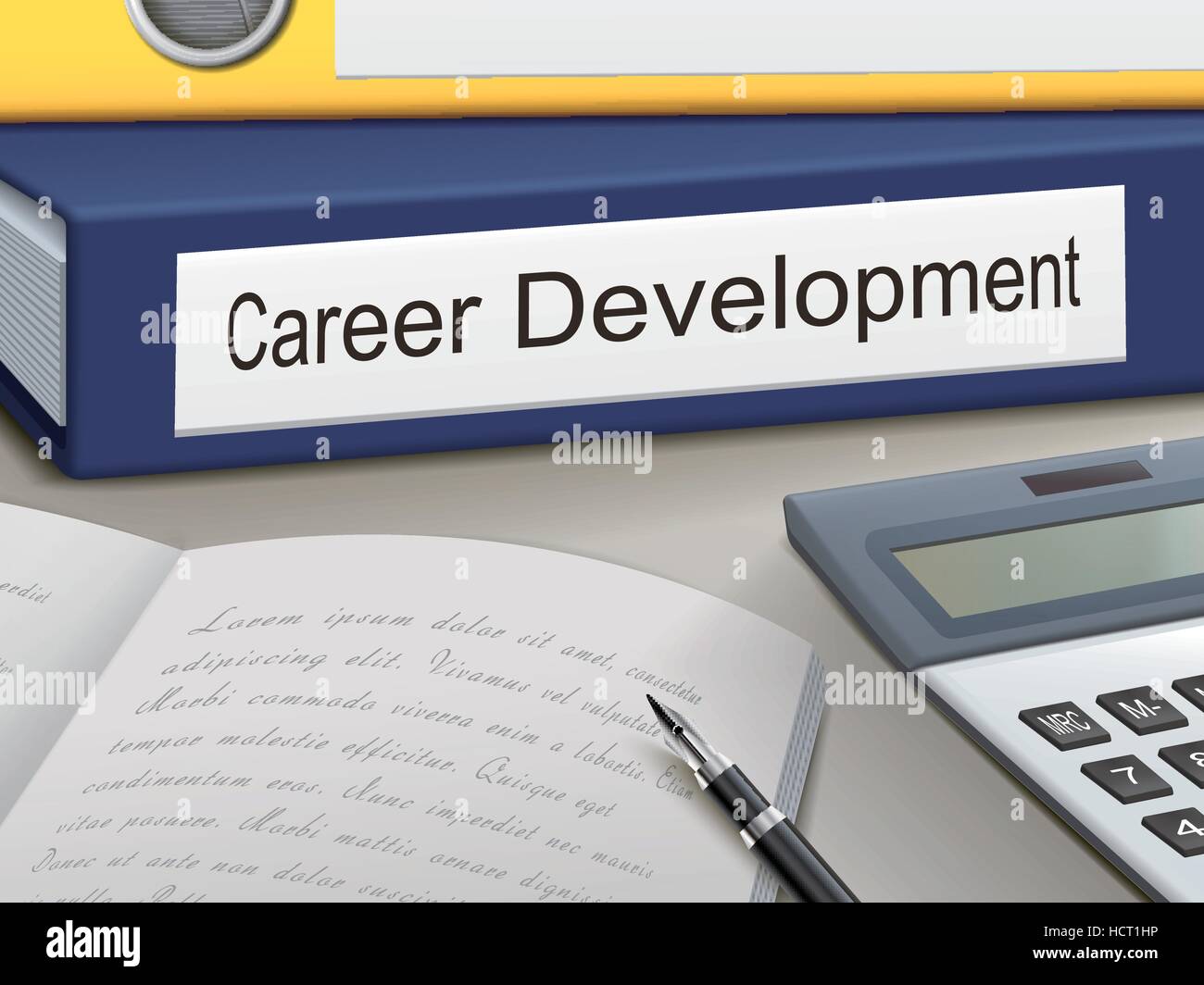 career development binders isolated on the office table Stock Vector ...