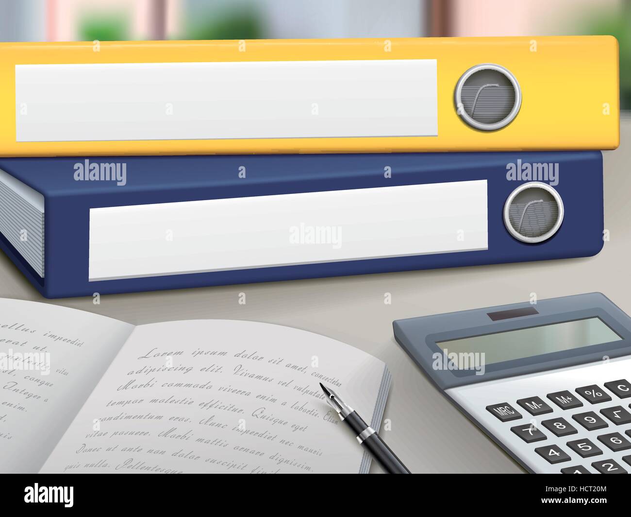 office blank binders pile up on table Stock Vector Image & Art - Alamy