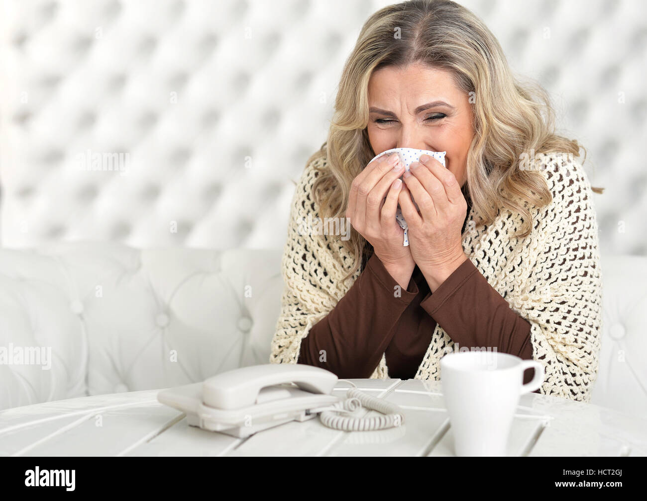 Sick mature woman Stock Photo - Alamy