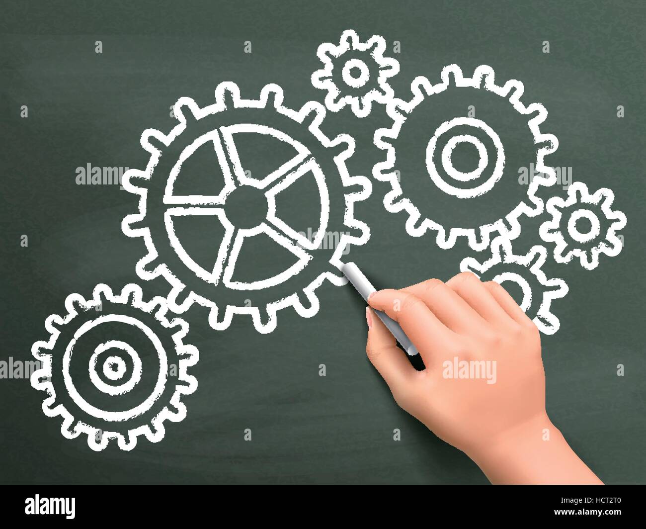 cogwheels symbol drawn by hand over chalkboard Stock Vector Image & Art ...