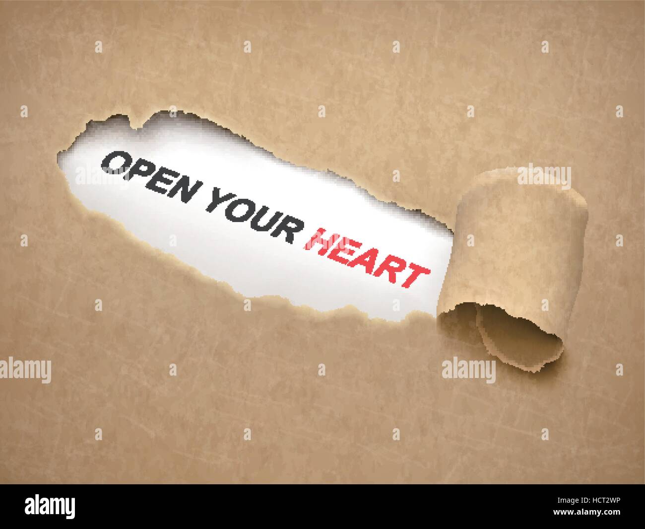 open your heart words behind brown torn paper Stock Vector Image & Art ...