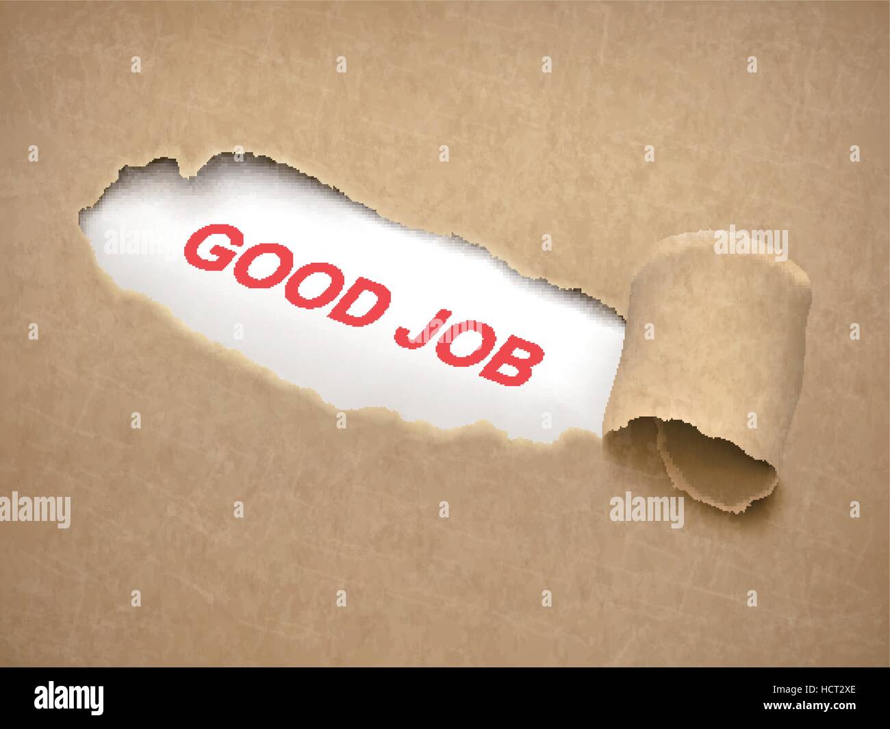 good job words behind brown torn paper Stock Vector Image & Art - Alamy