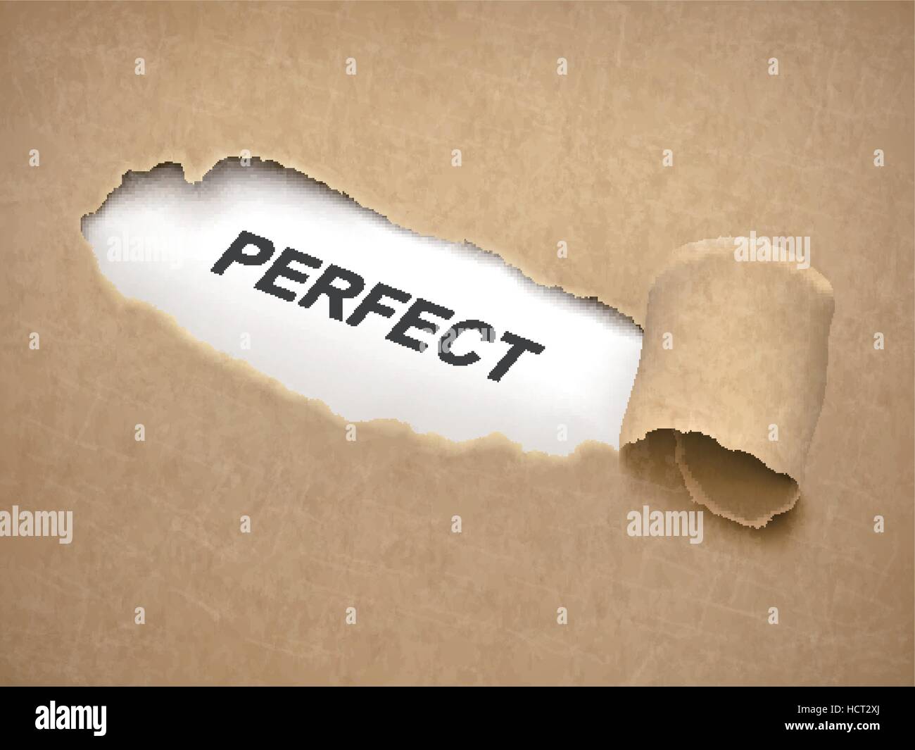the word perfect behind brown torn paper Stock Vector Image & Art - Alamy