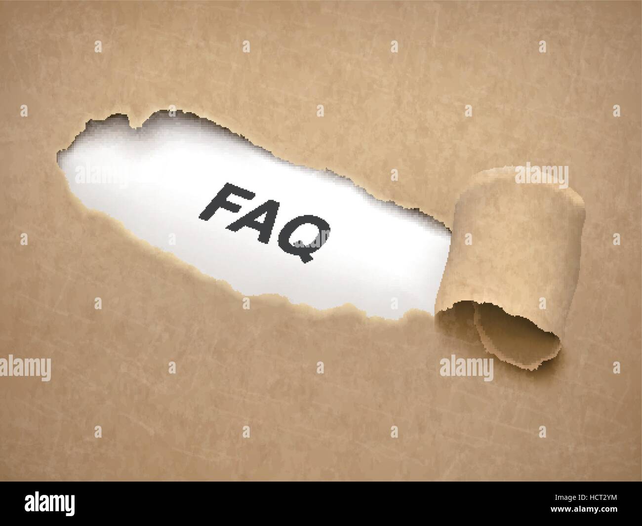 the word FAQ behind brown torn paper Stock Vector Image & Art - Alamy