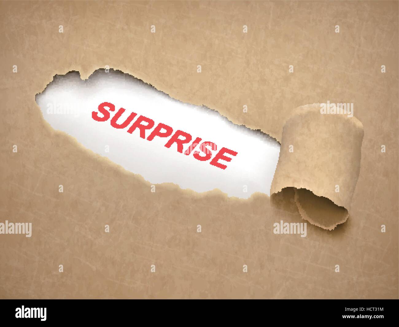 the word surprise behind brown torn paper Stock Vector Image & Art - Alamy