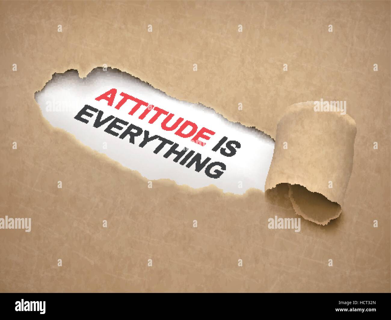 attitude is everything words behind brown torn paper Stock Vector Image ...