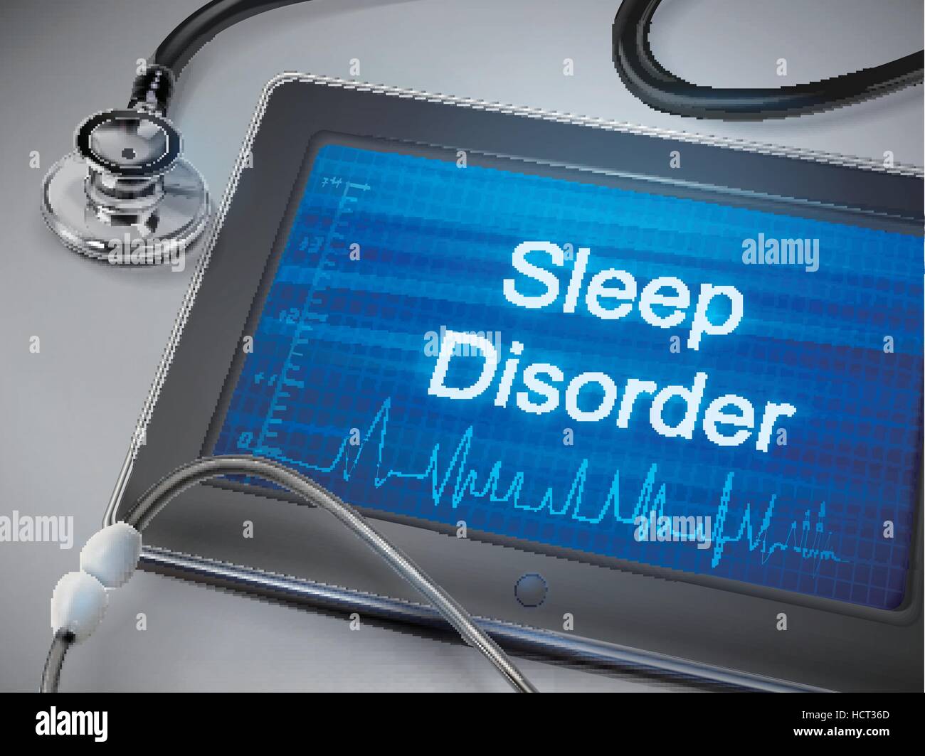 sleep disorder words displayed on tablet with stethoscope over table ...
