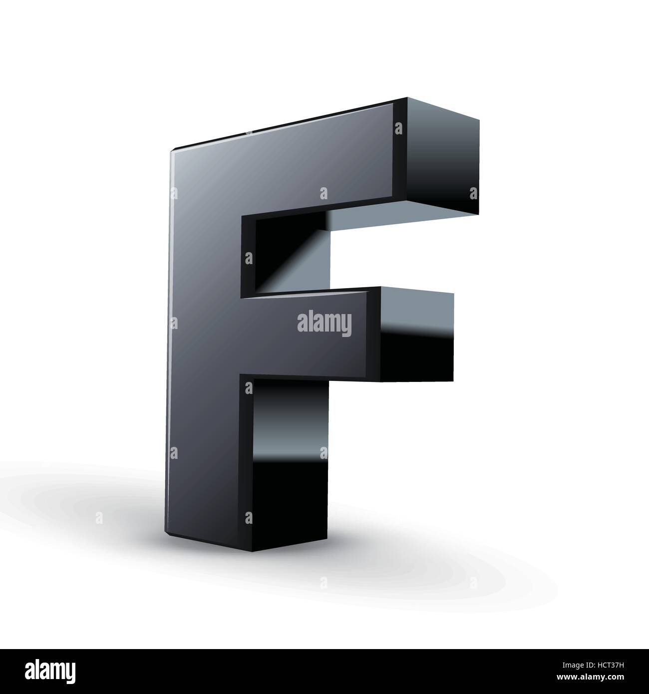 glossy black alphabet F isolated on white background Stock Vector Image ...