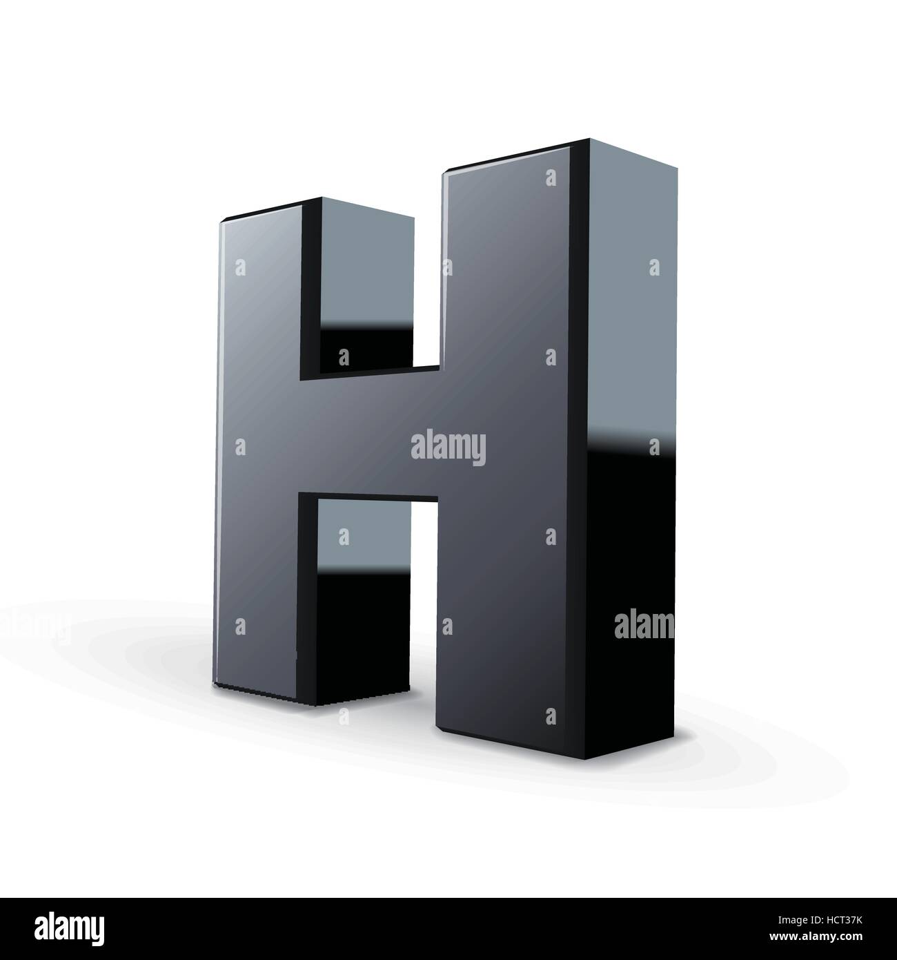 glossy black alphabet H isolated on white background Stock Vector Image ...