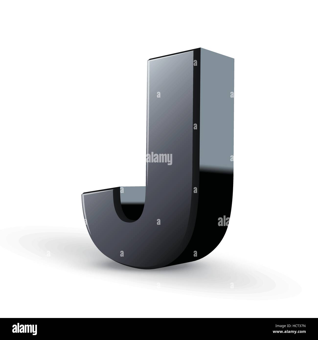 glossy black alphabet J isolated on white background Stock Vector Image ...