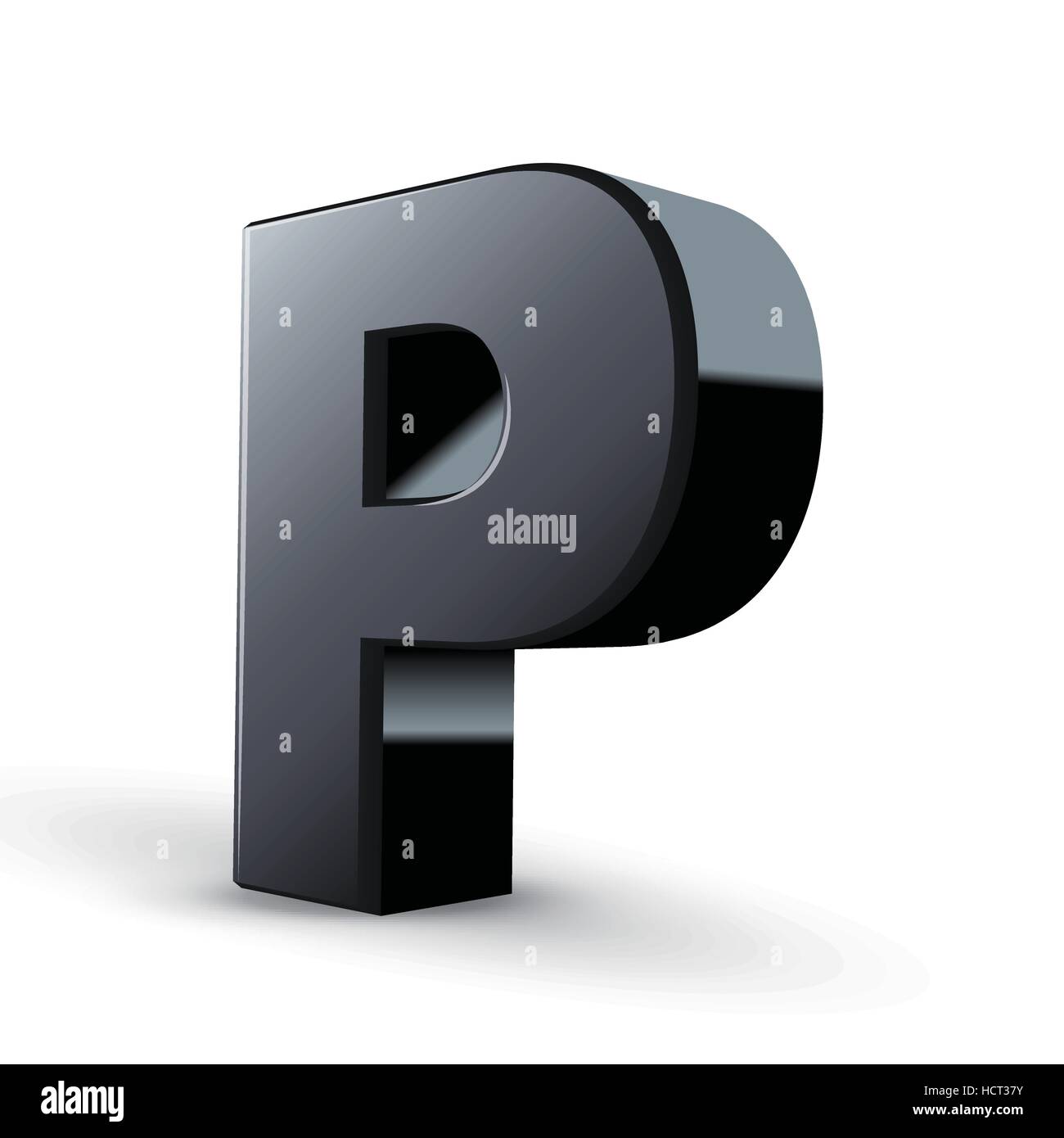 glossy black alphabet P isolated on white background Stock Vector Image ...