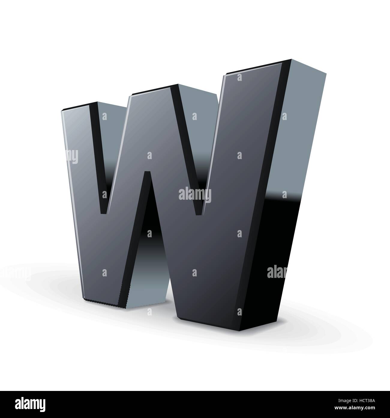 glossy black alphabet W isolated on white background Stock Vector Image ...