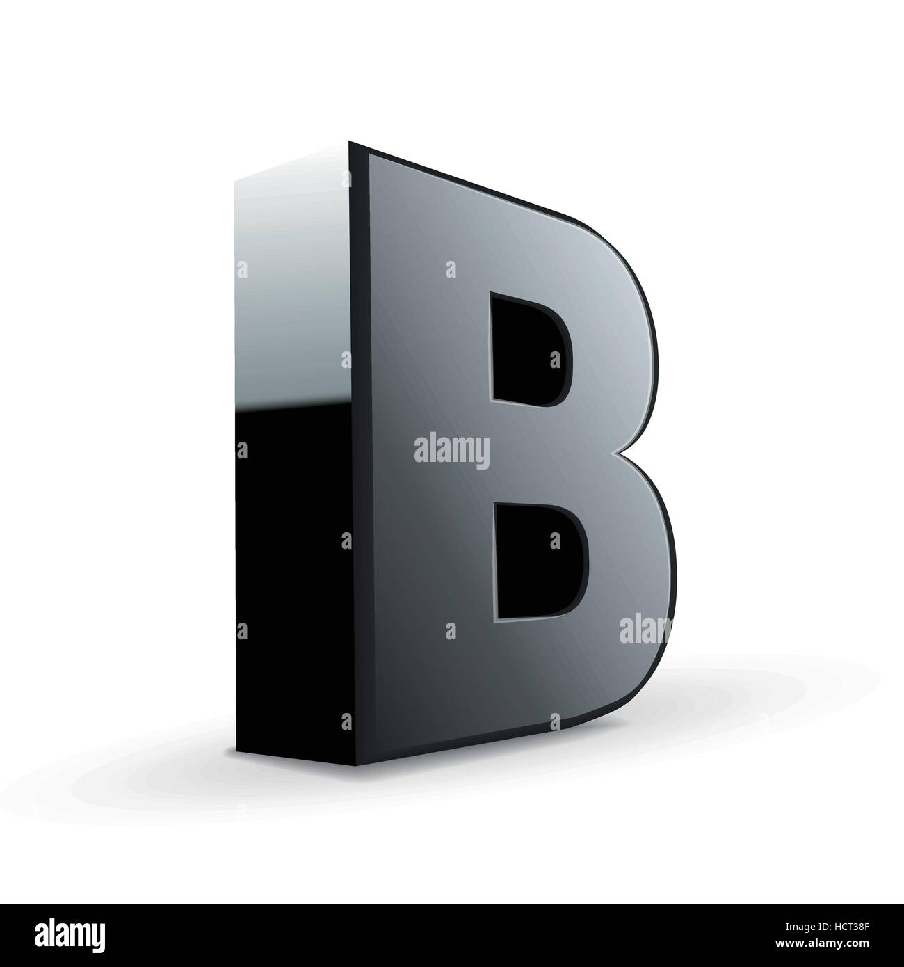 glossy black alphabet B isolated on white background Stock Vector Image ...