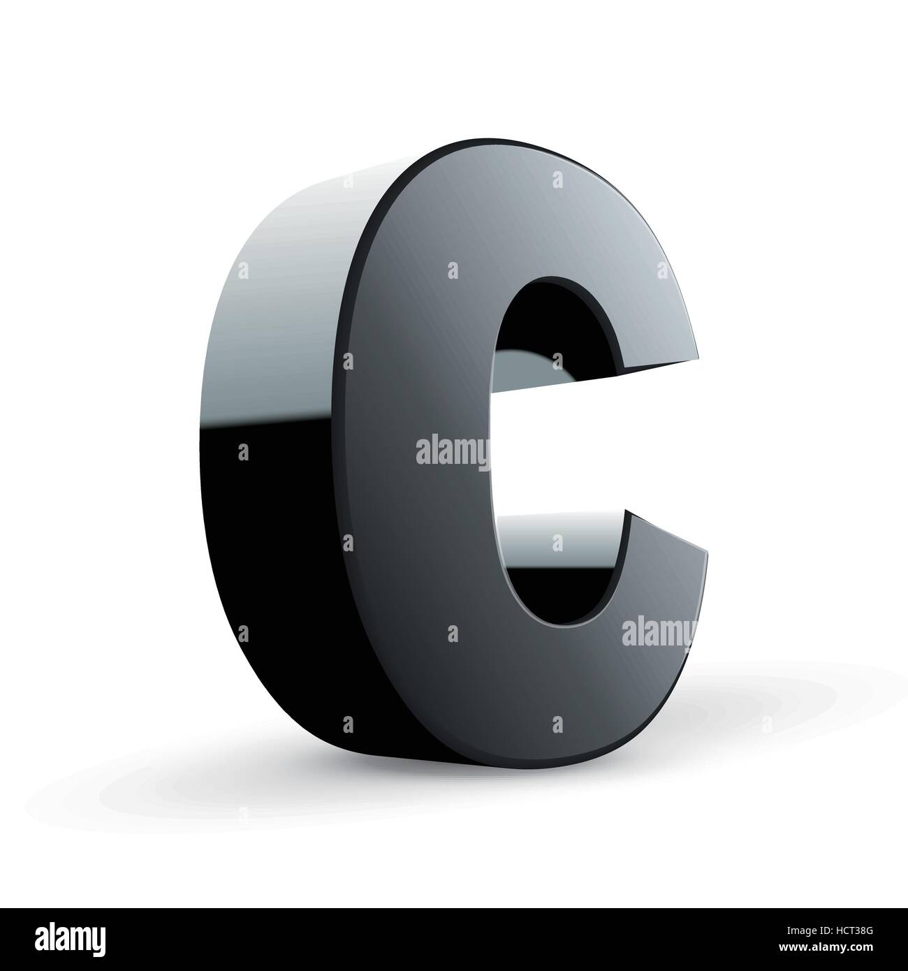 glossy black alphabet C isolated on white background Stock Vector Image ...