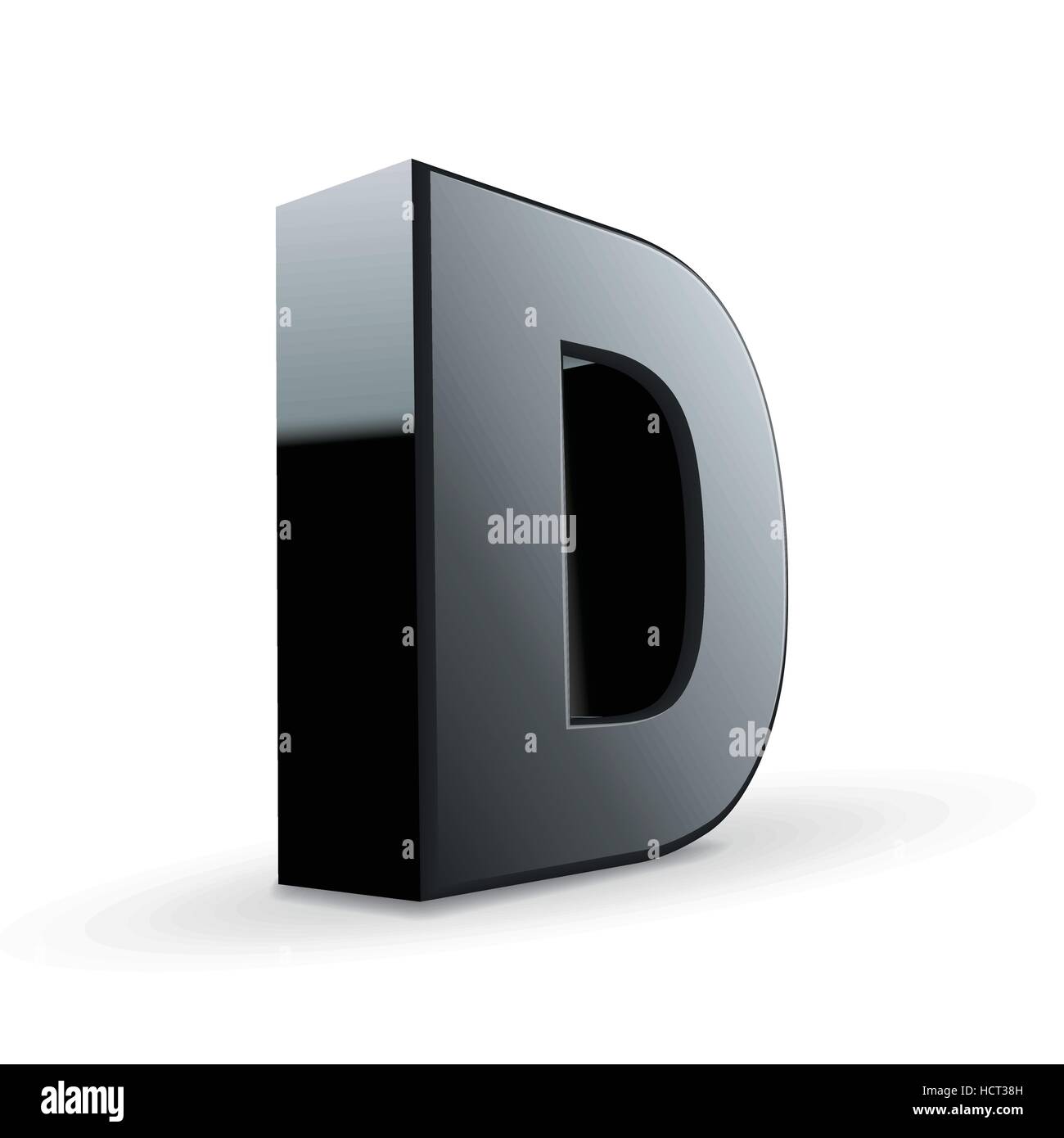 glossy black alphabet D isolated on white background Stock Vector Image ...