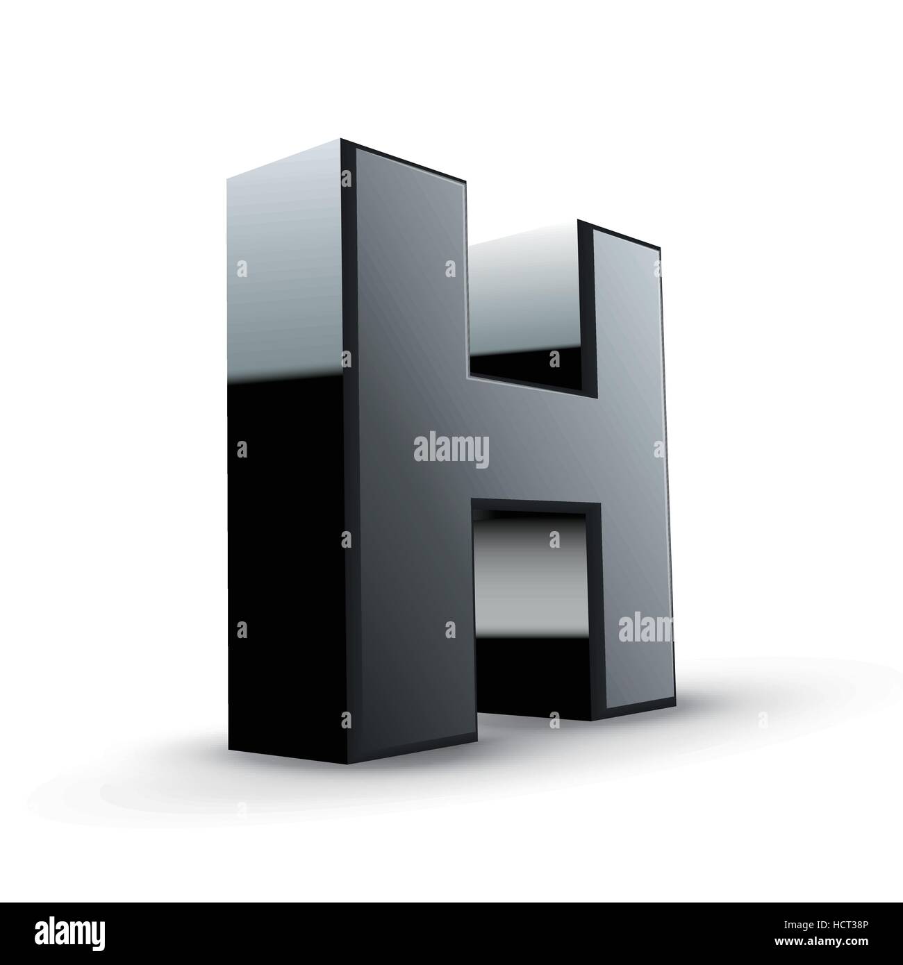 glossy black alphabet H isolated on white background Stock Vector Image ...
