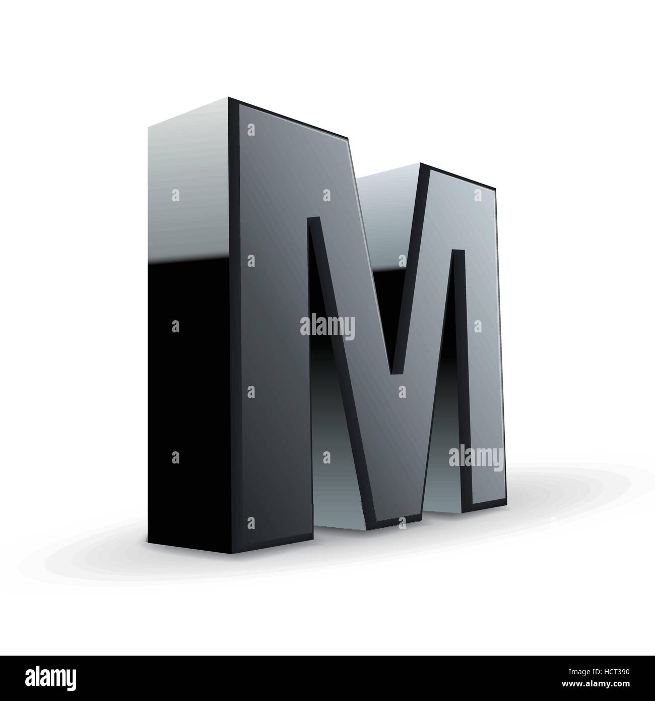glossy black alphabet M isolated on white background Stock Vector Image ...