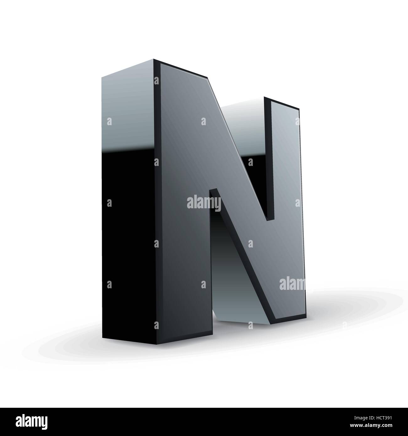 glossy black alphabet N isolated on white background Stock Vector Image ...