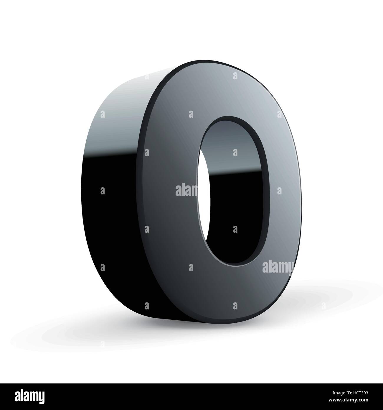 glossy black alphabet O isolated on white background Stock Vector Image ...