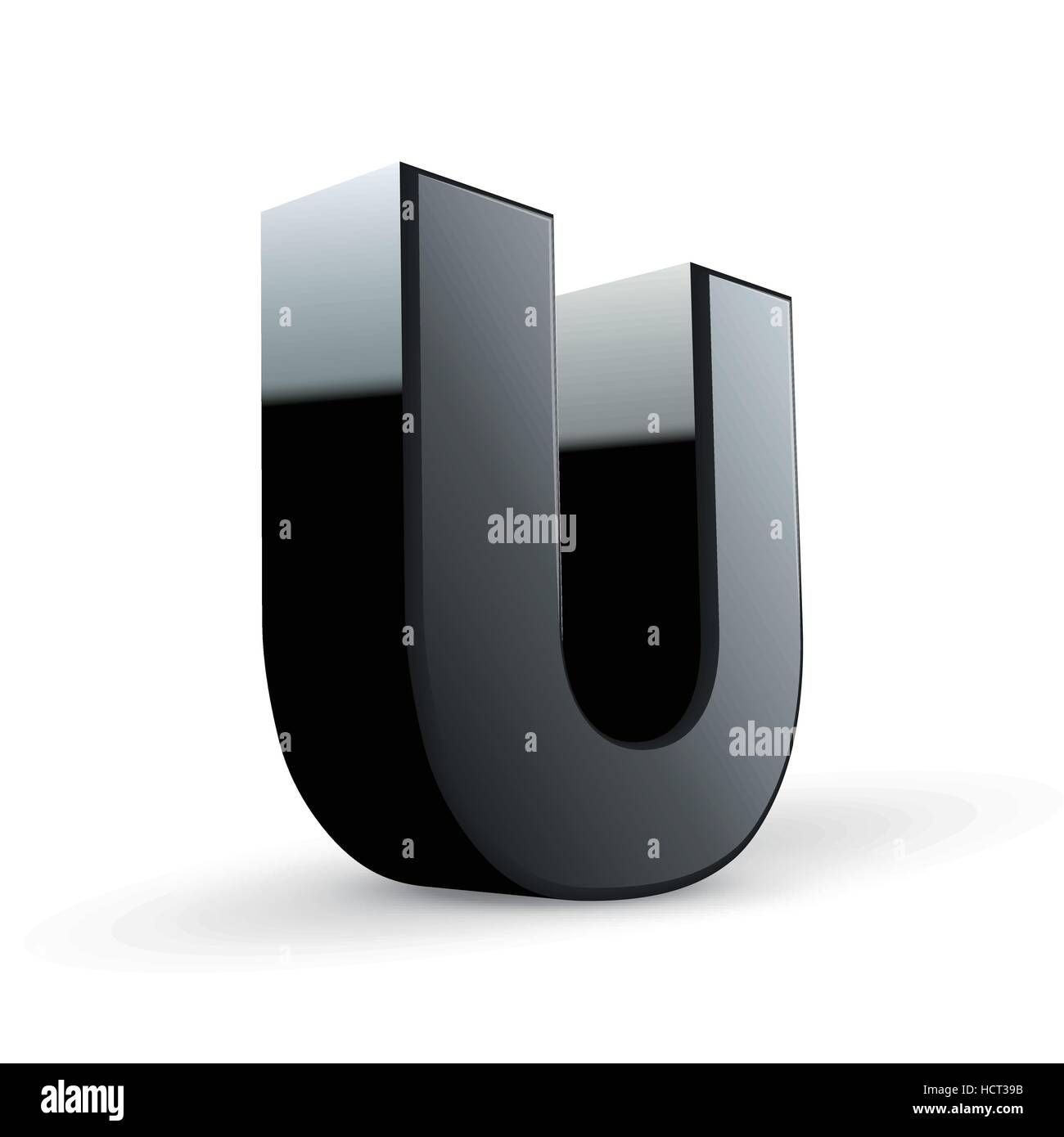 glossy black alphabet U isolated on white background Stock Vector Image ...