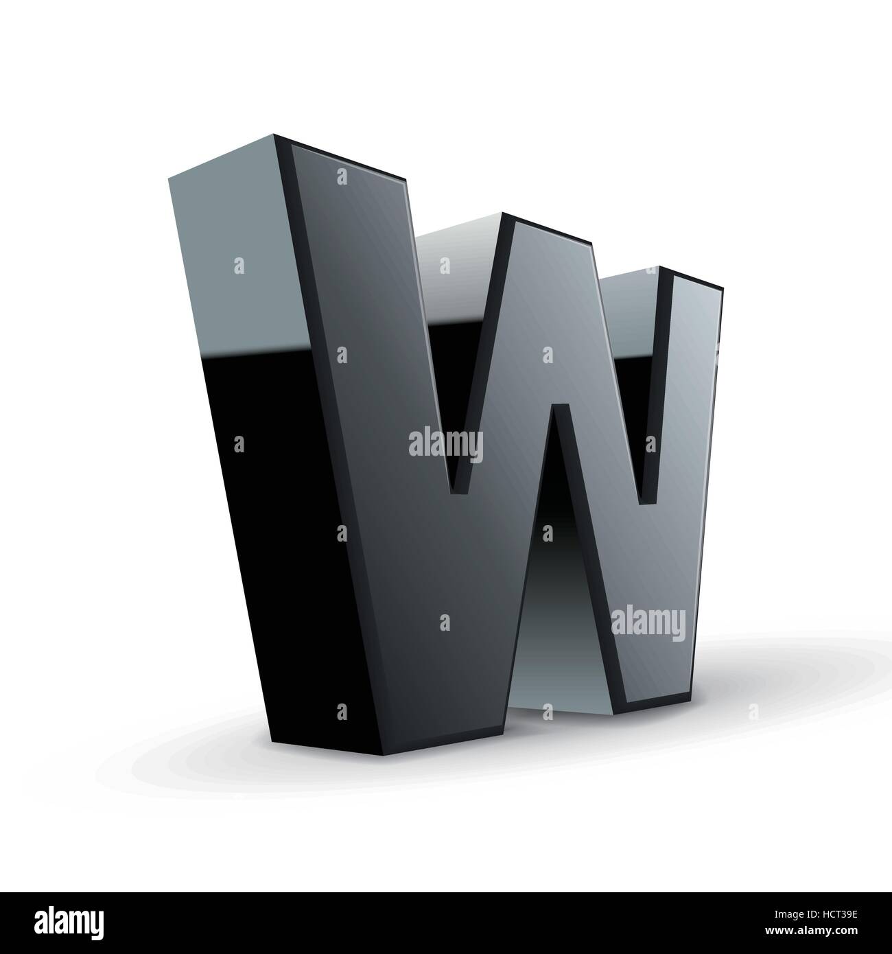 glossy black alphabet W isolated on white background Stock Vector Image ...