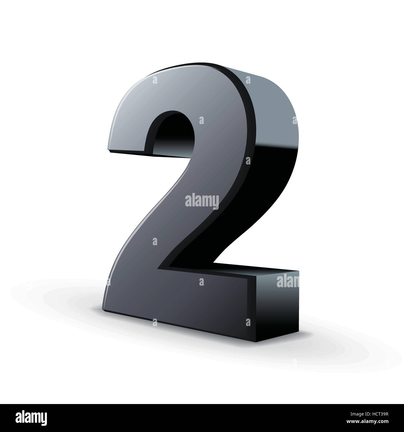 glossy black number two isolated on white background Stock Vector Image ...
