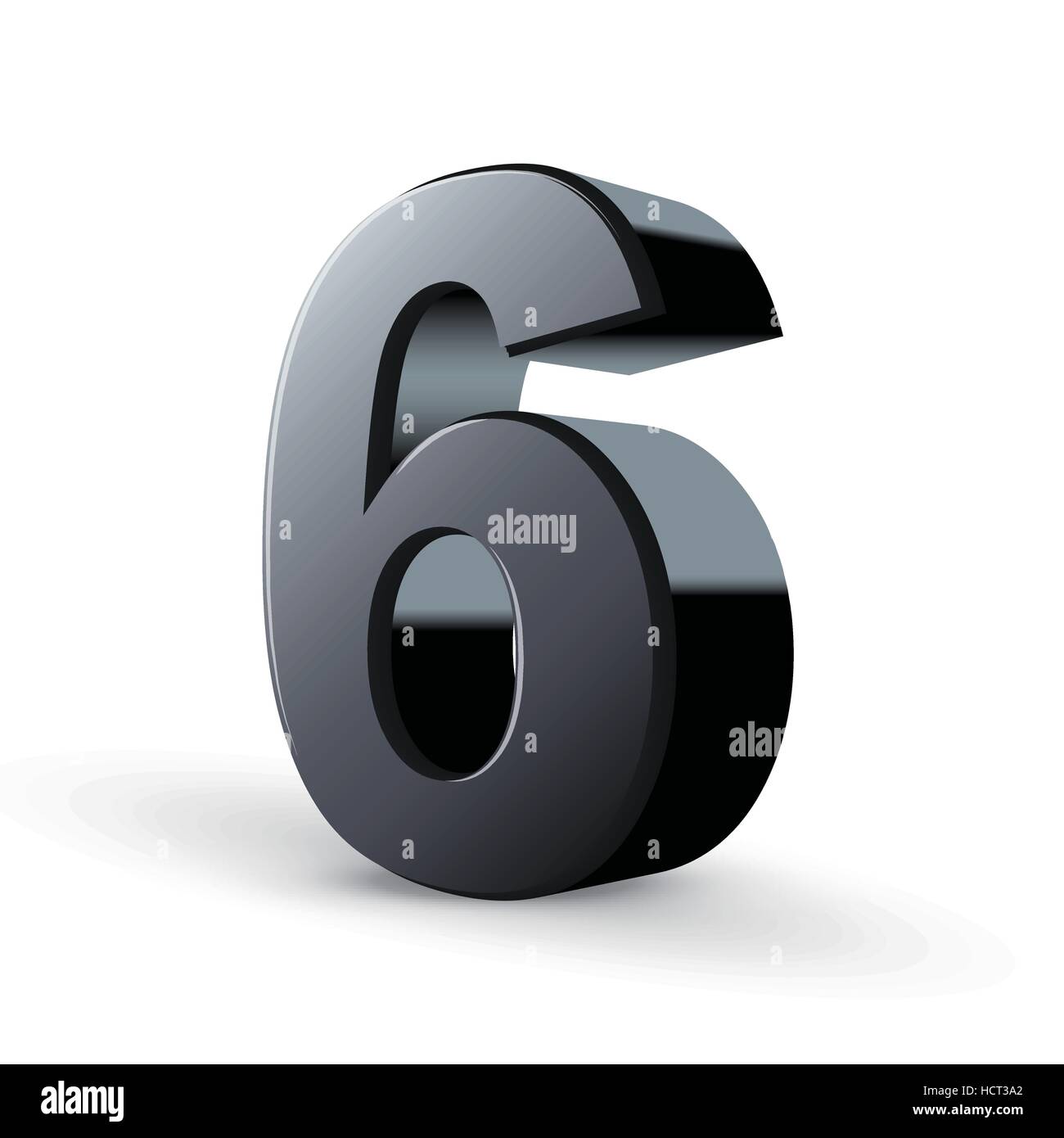 glossy black number six isolated on white background Stock Vector Image ...