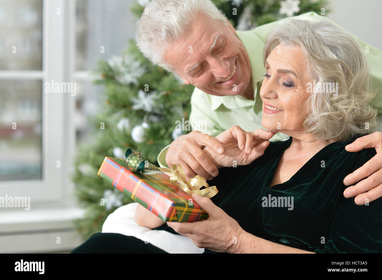 Seniors celebrating Christmas Stock Photo - Alamy
