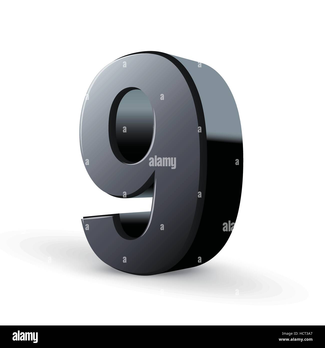 glossy black number nine isolated on white background Stock Vector ...