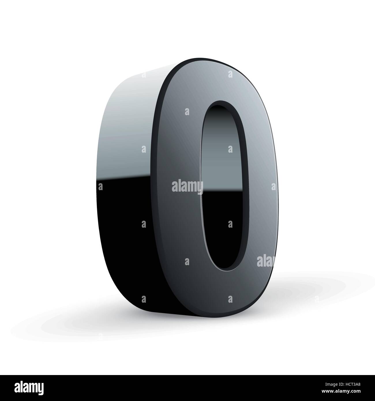 glossy black number zero isolated on white background Stock Vector ...