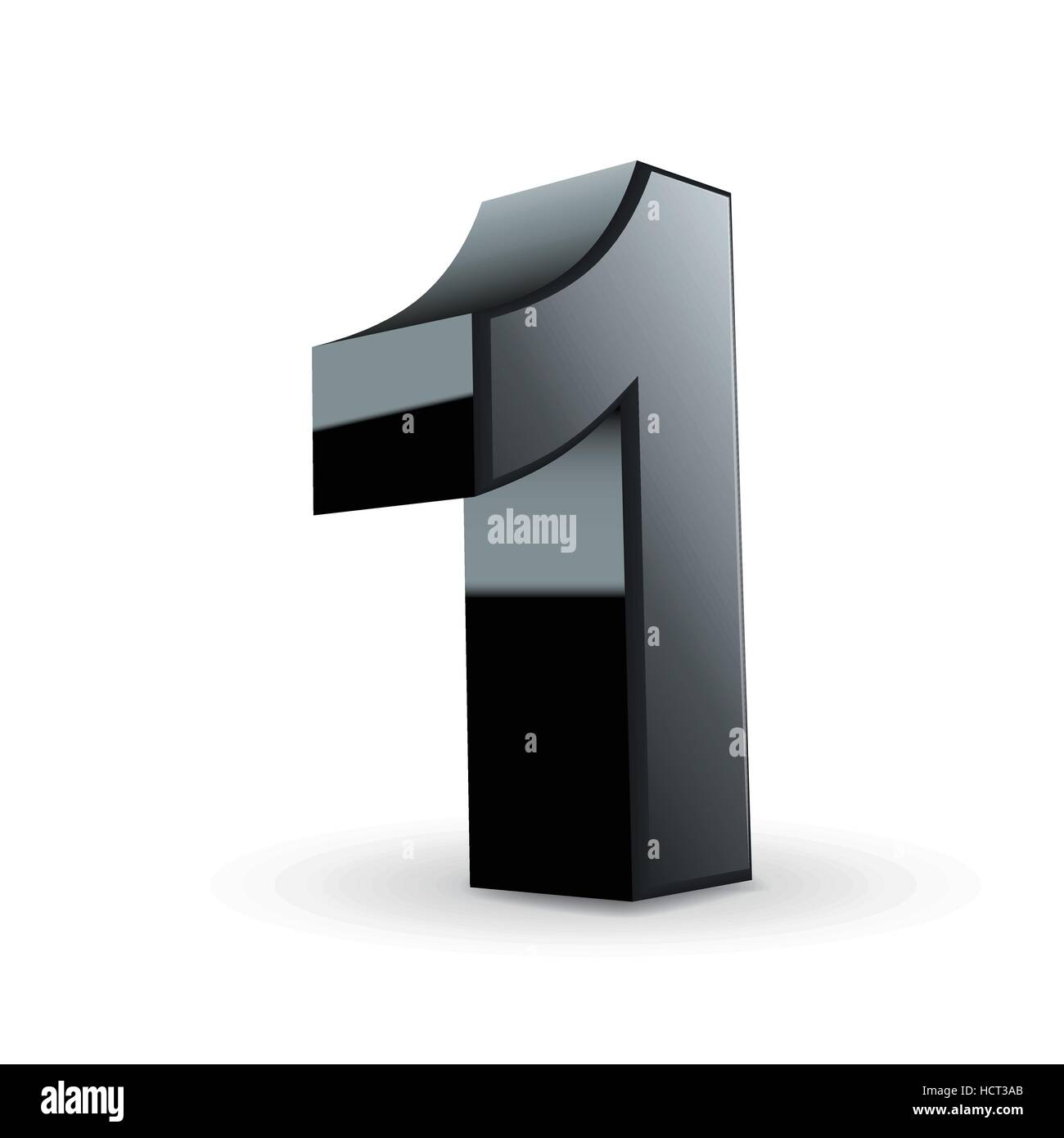 glossy black number one isolated on white background Stock Vector Image ...