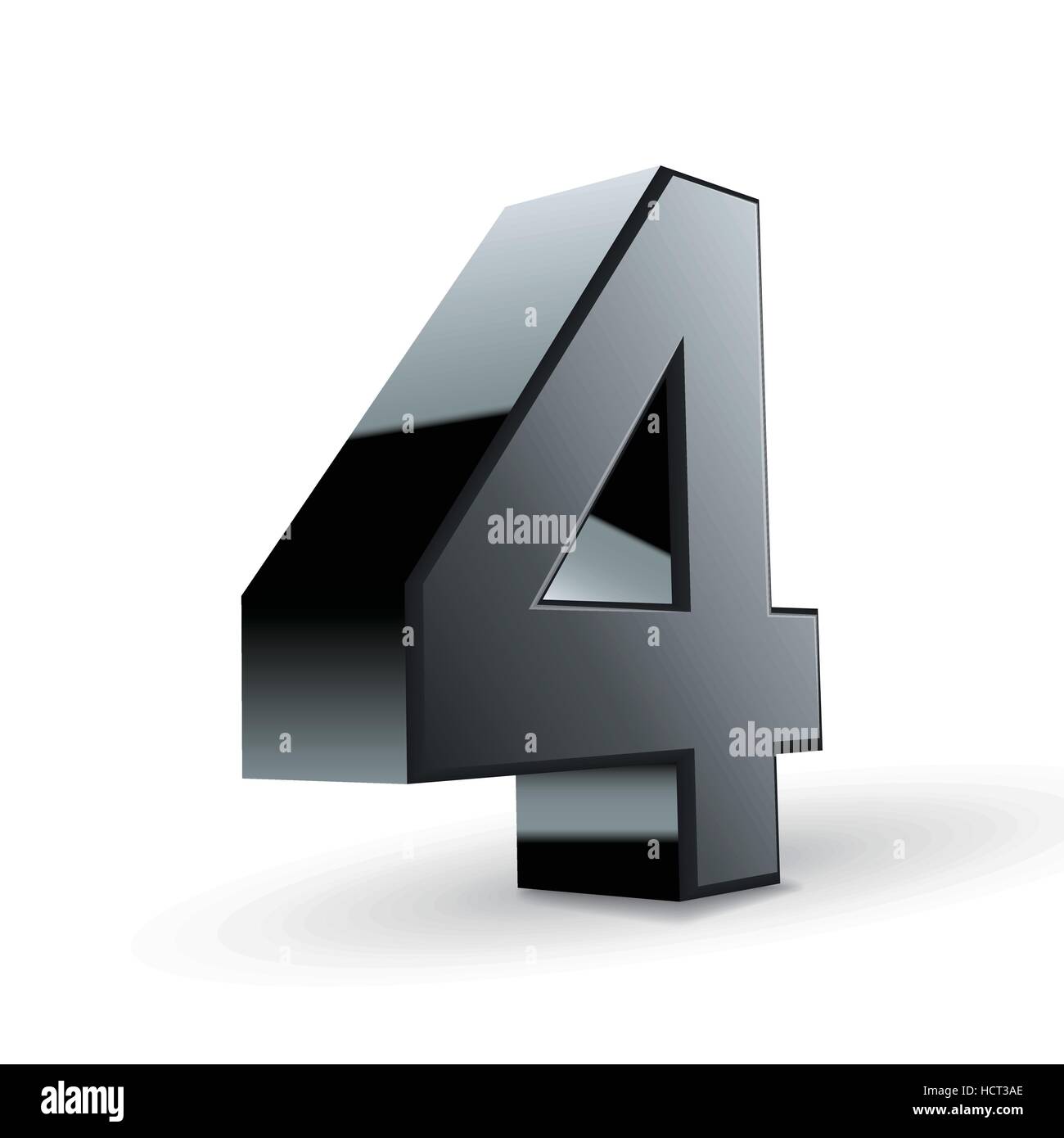 glossy black number four isolated on white background Stock Vector ...