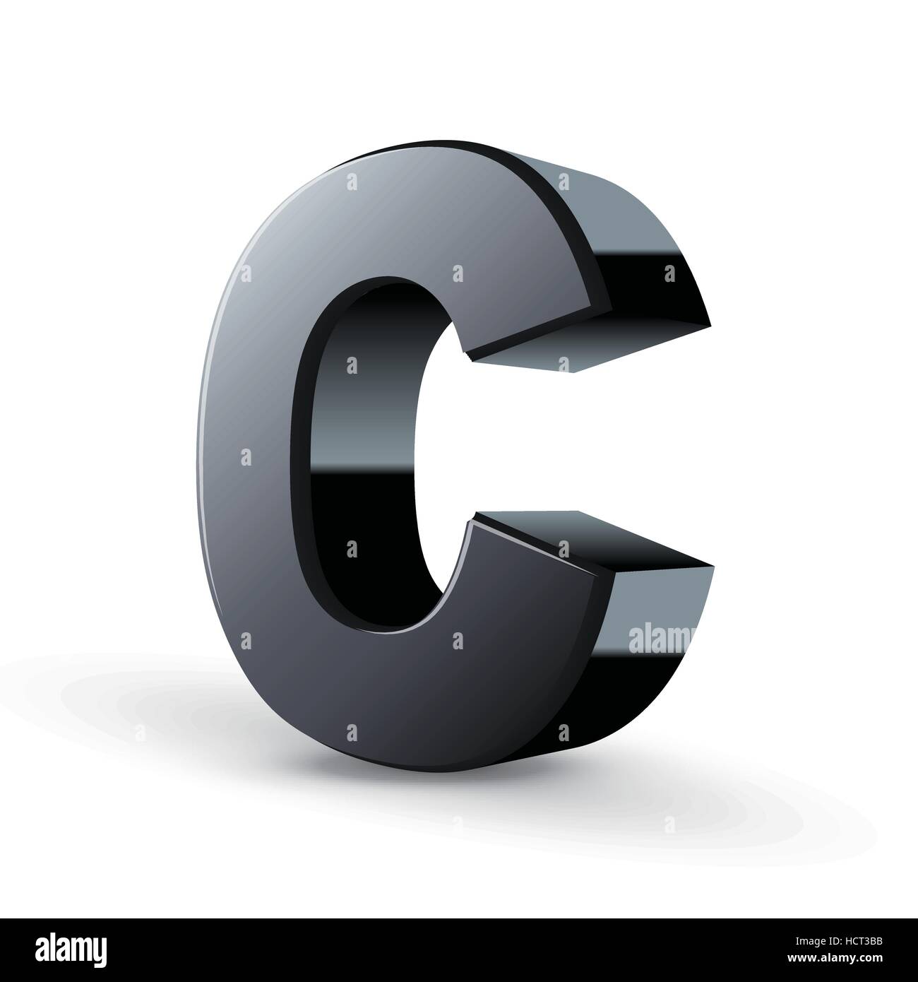 glossy black alphabet C isolated on white background Stock Vector Image ...