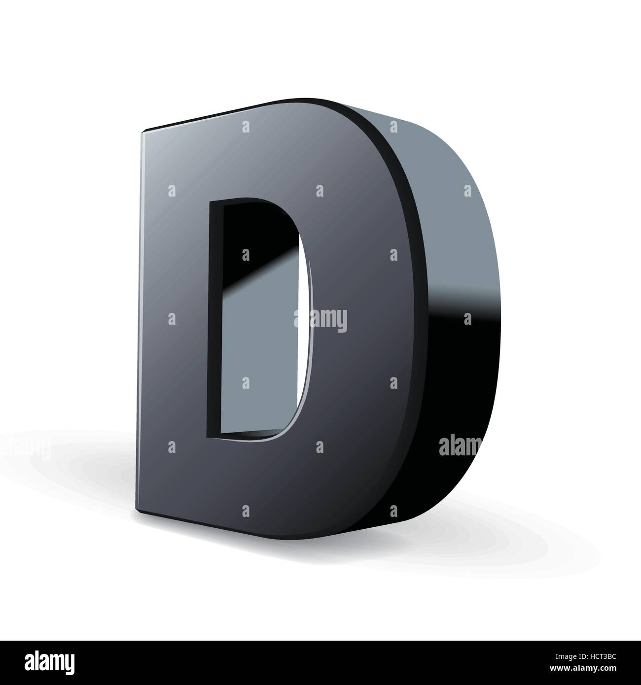 glossy black alphabet D isolated on white background Stock Vector Image ...