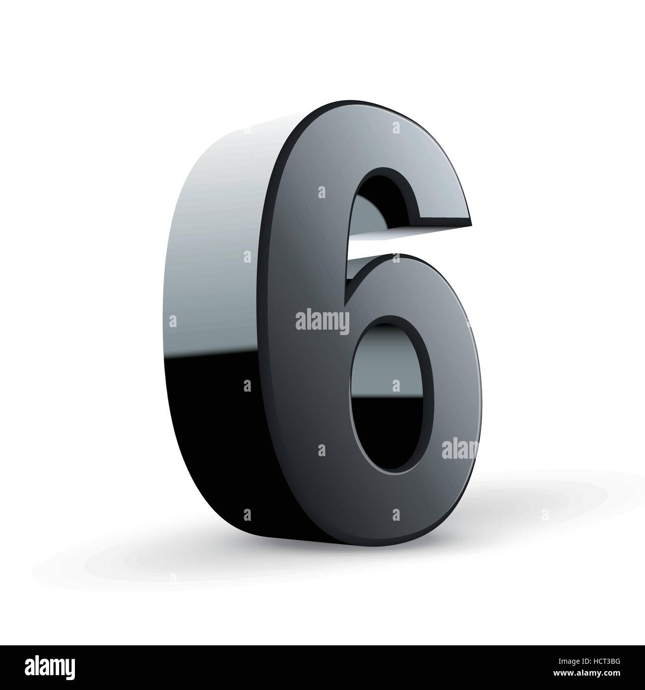 glossy black number six isolated on white background Stock Vector Image ...