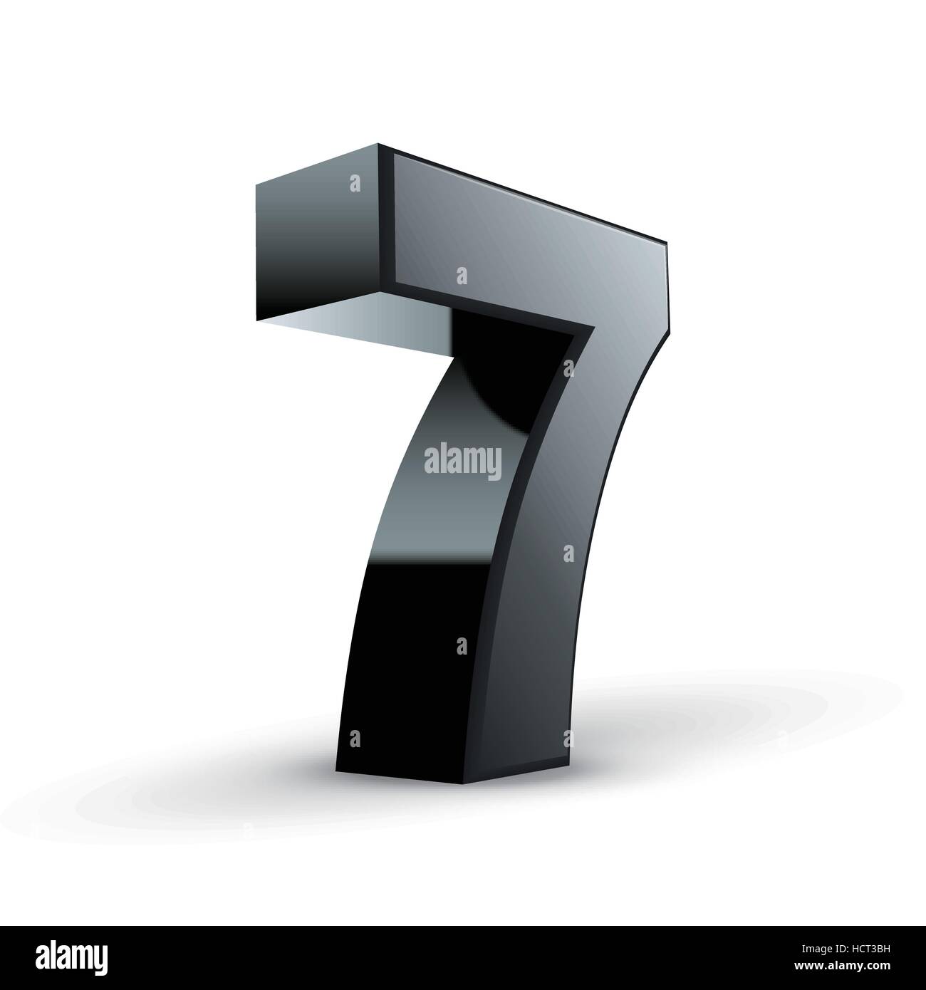 glossy black number seven isolated on white background Stock Vector ...
