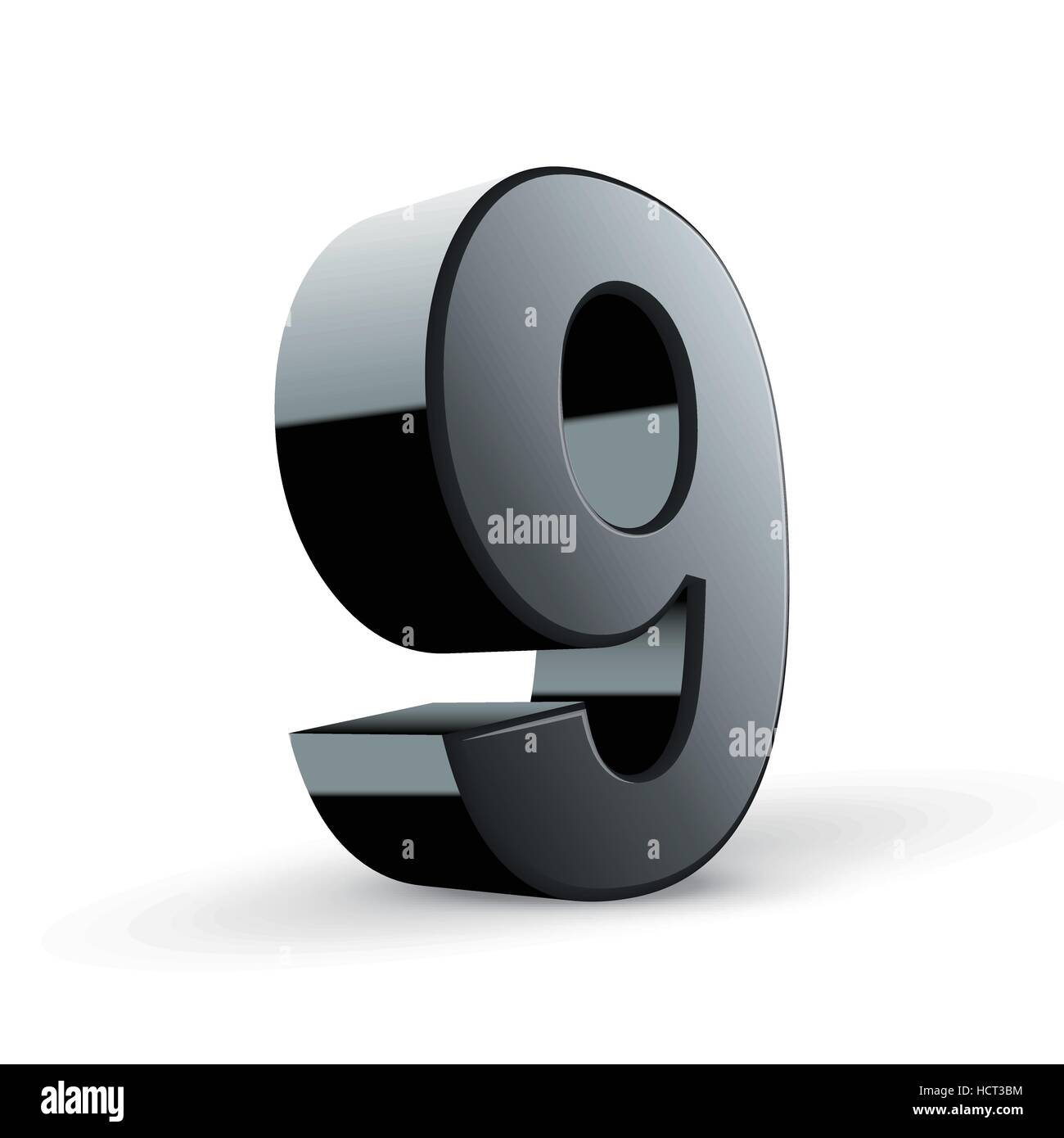 glossy black number nine isolated on white background Stock Vector ...