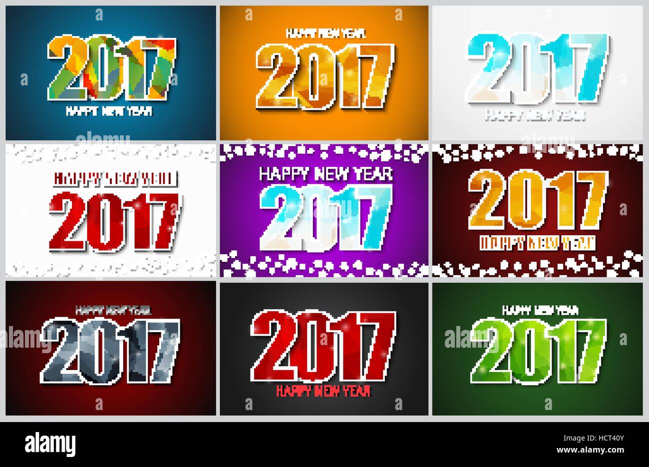 Set of backgrounds with a Happy New Year 2017. Template of different ...