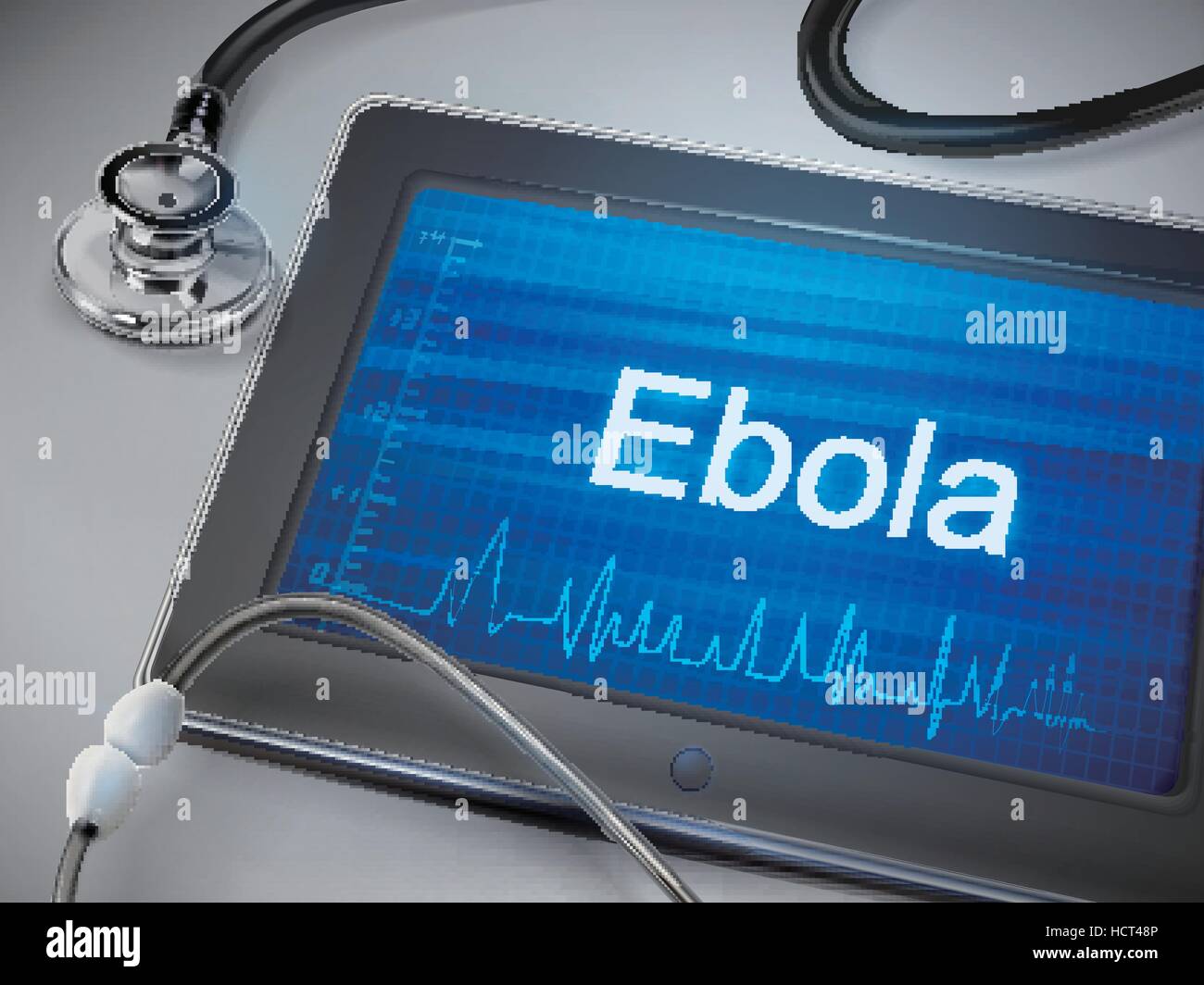 ebola word display on tablet over table Stock Vector Image & Art - Alamy