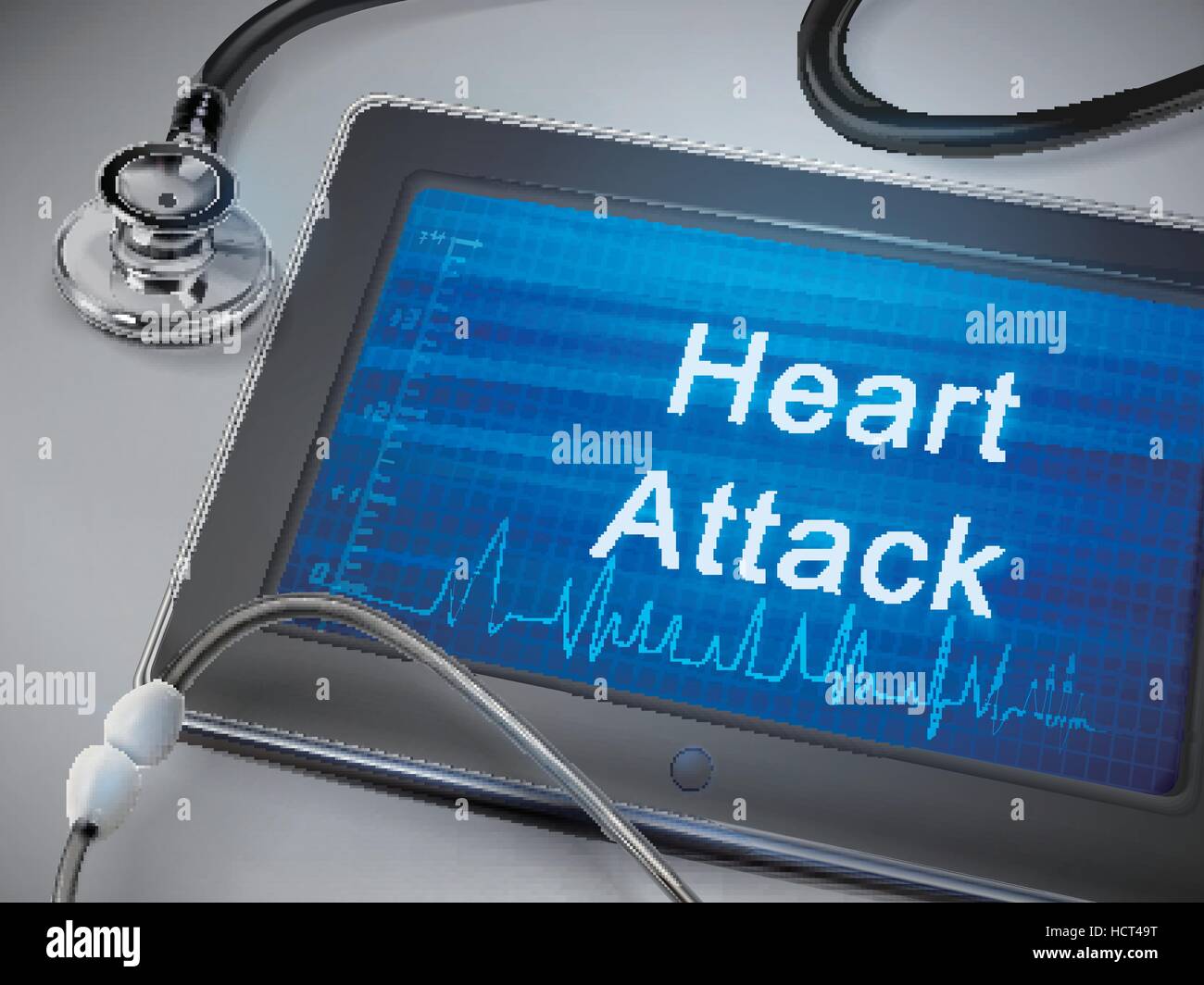 heart attack words display on tablet over table Stock Vector Image ...