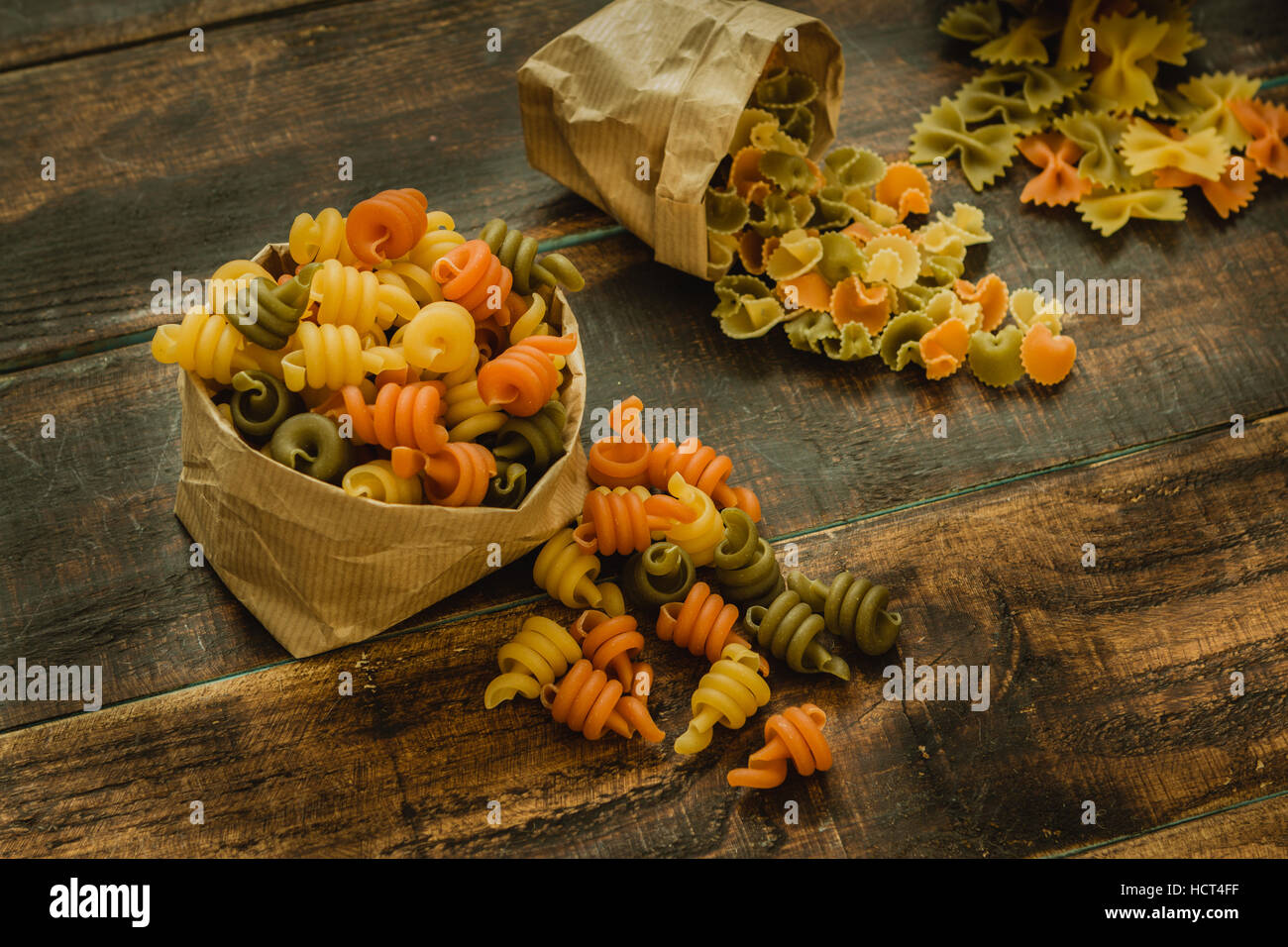 Different types of colored pasta with various shapes Stock Photo - Alamy