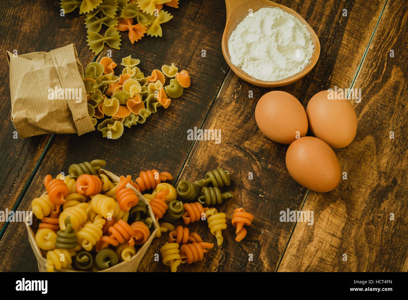 different types of colored pasta with various shapes Stock Photo - Alamy