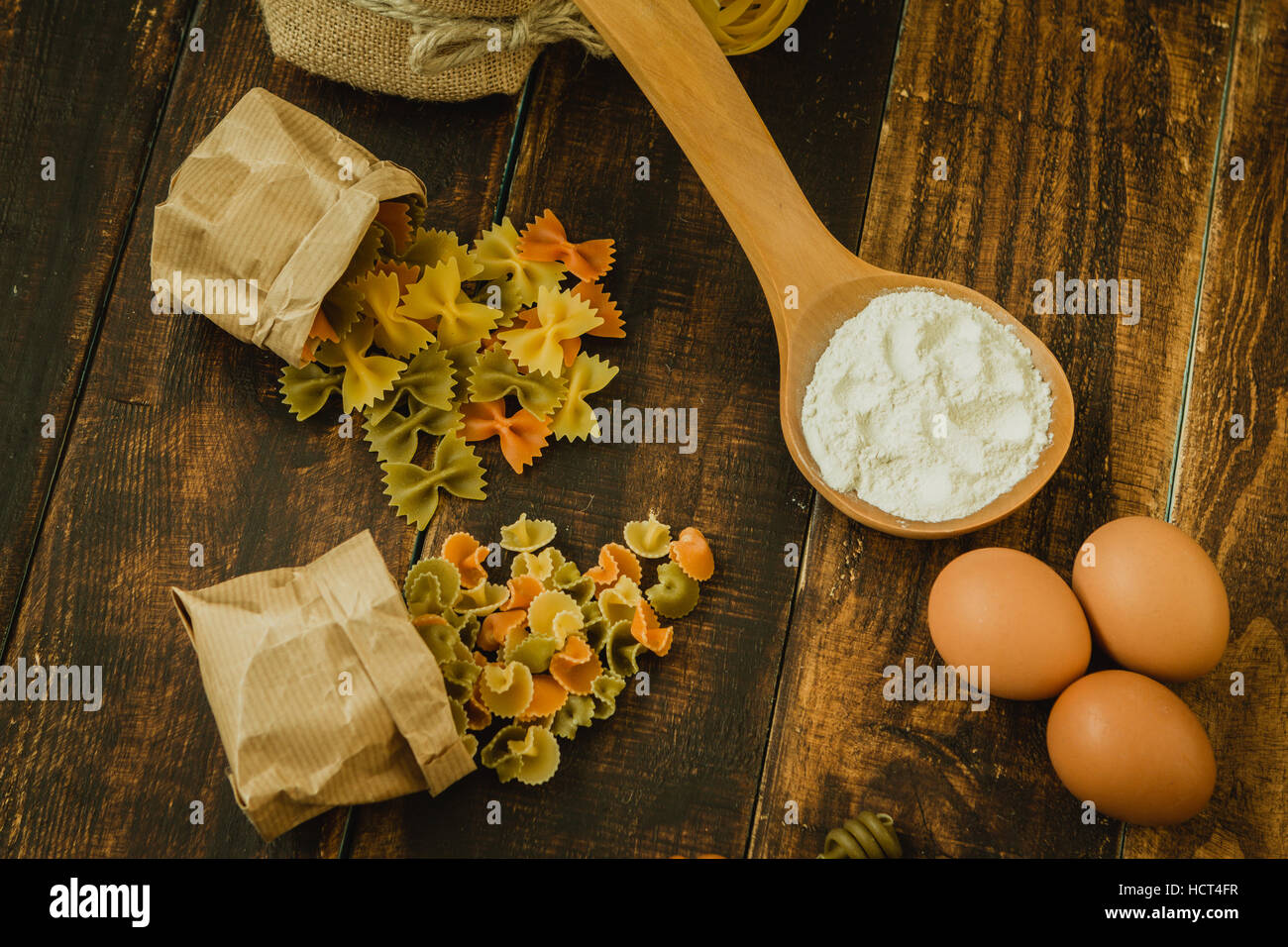 different types of colored pasta with various shapes Stock Photo - Alamy