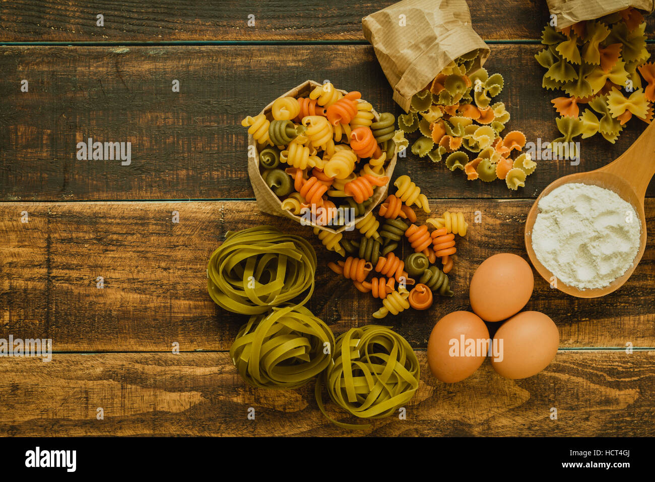 different types of colored pasta with various shapes Stock Photo - Alamy